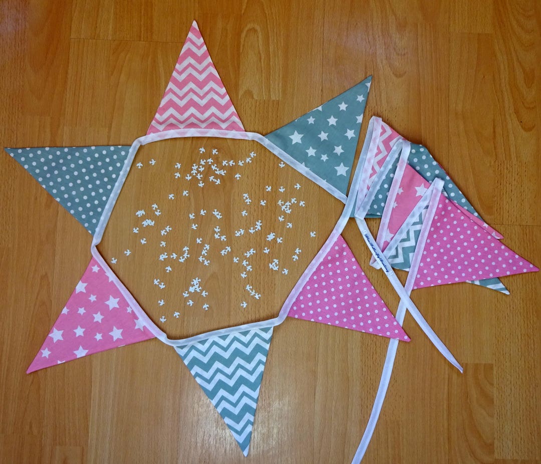 Kids Room Bunting, Fabric Banting, Banner, Home Decor, Pink, Mint ...