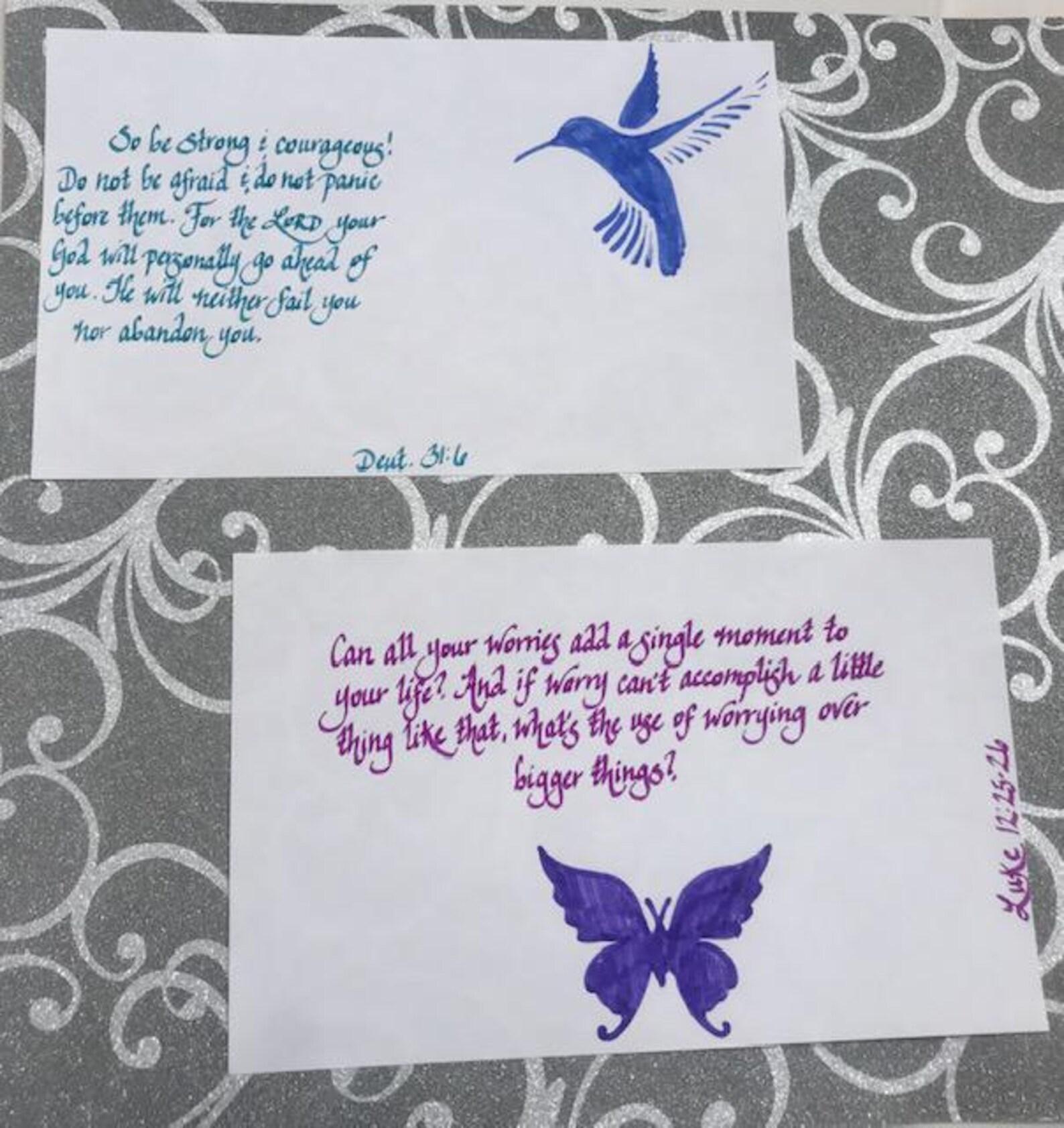Handwritten Calligraphy Inspirational Motivational Bible Verse Cards ...