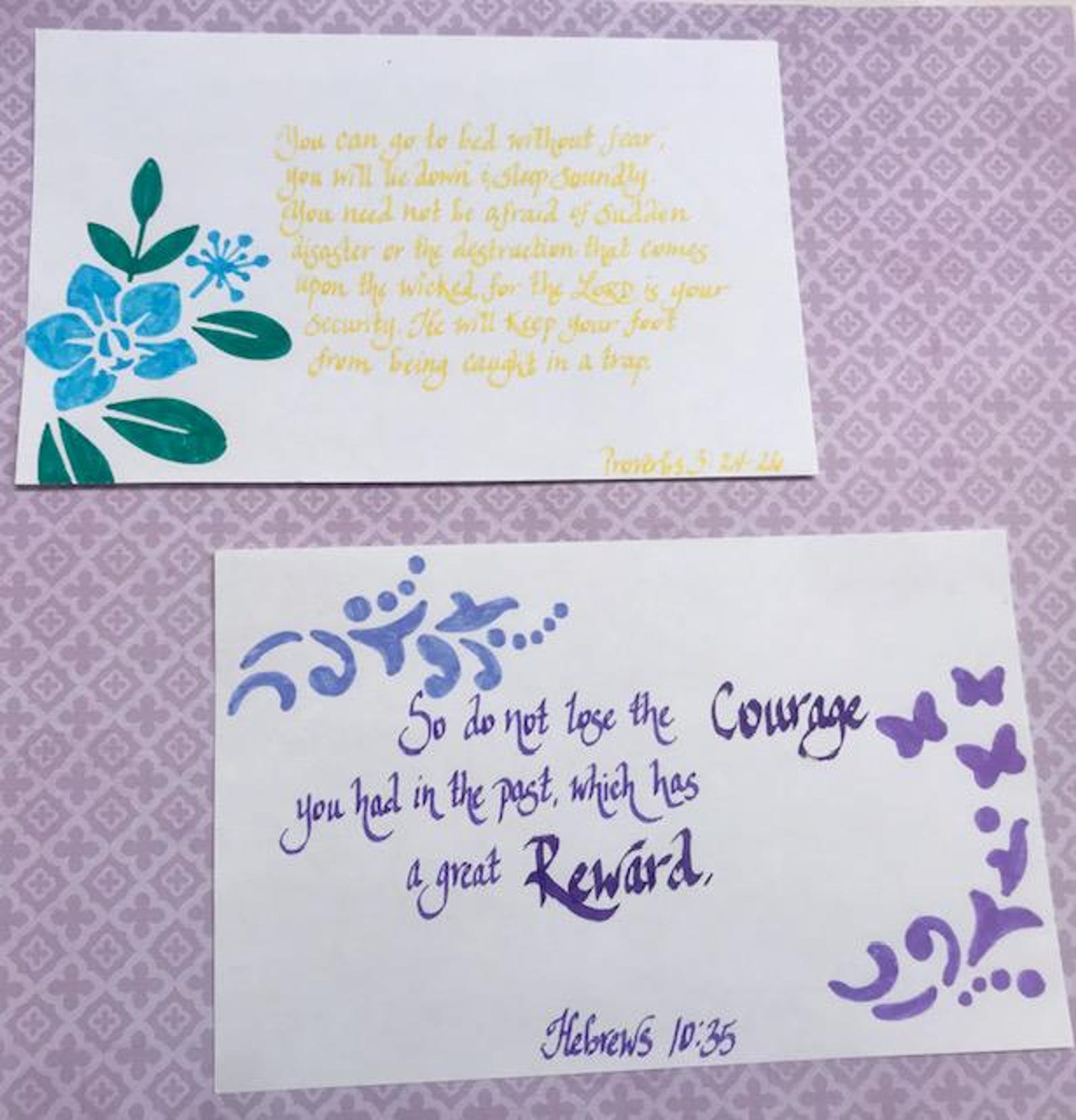 Handwritten Calligraphy Inspirational Motivational Bible Verse Cards ...