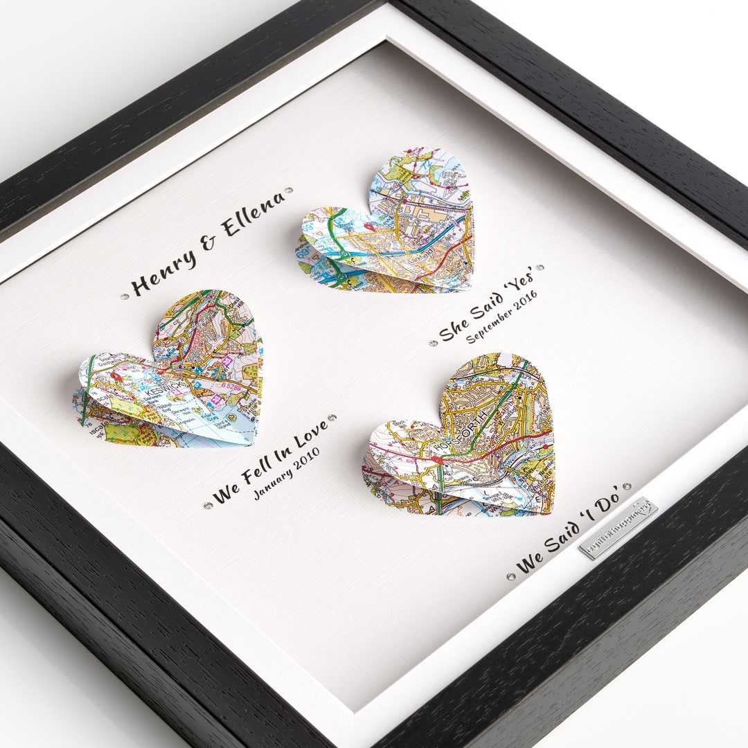 Customized MAP GIFT FRAME Wedding and Anniversary Gift, Map Gift Frames ...