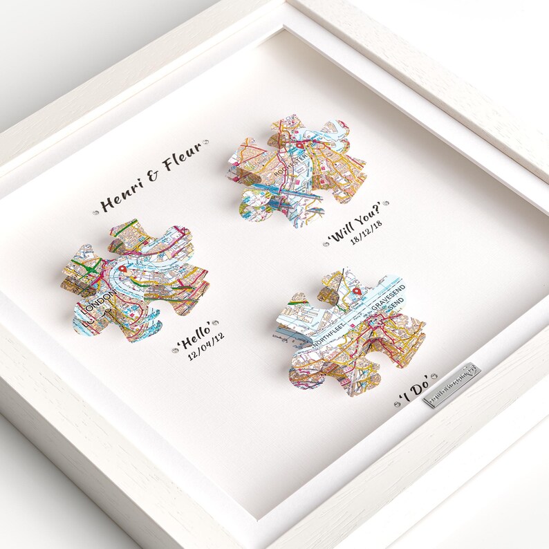 Personalised Jigsaw Map Valentine’s Day Gift – Framed Map Print - Etsy UK