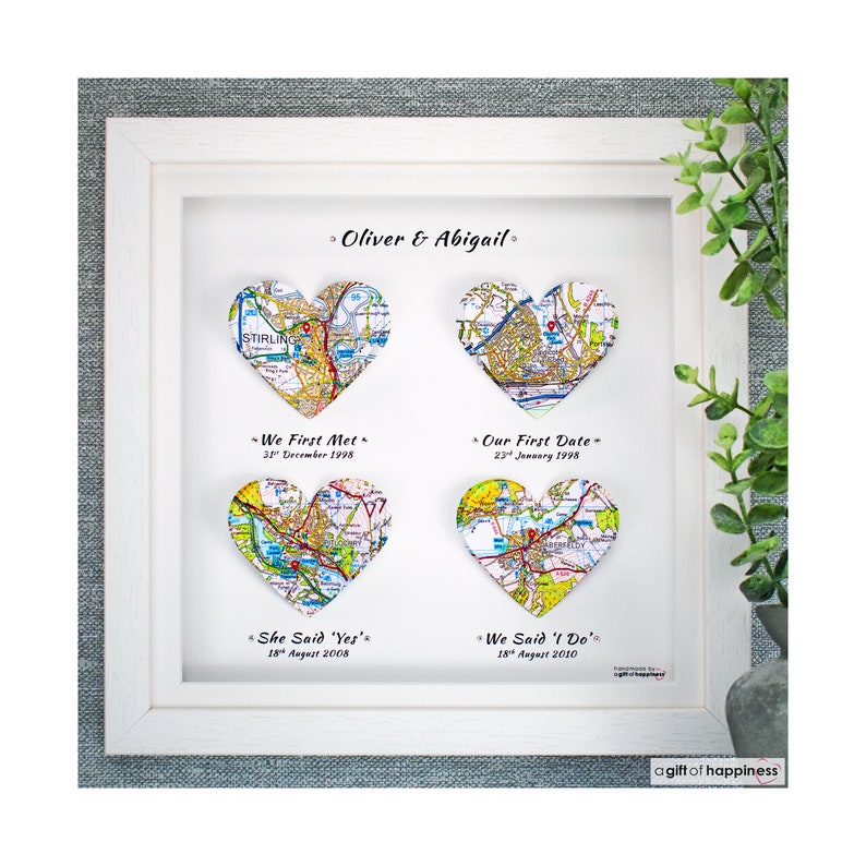 Our Love Story Maps Picture Frame. Personalised Heart Map Art | Etsy