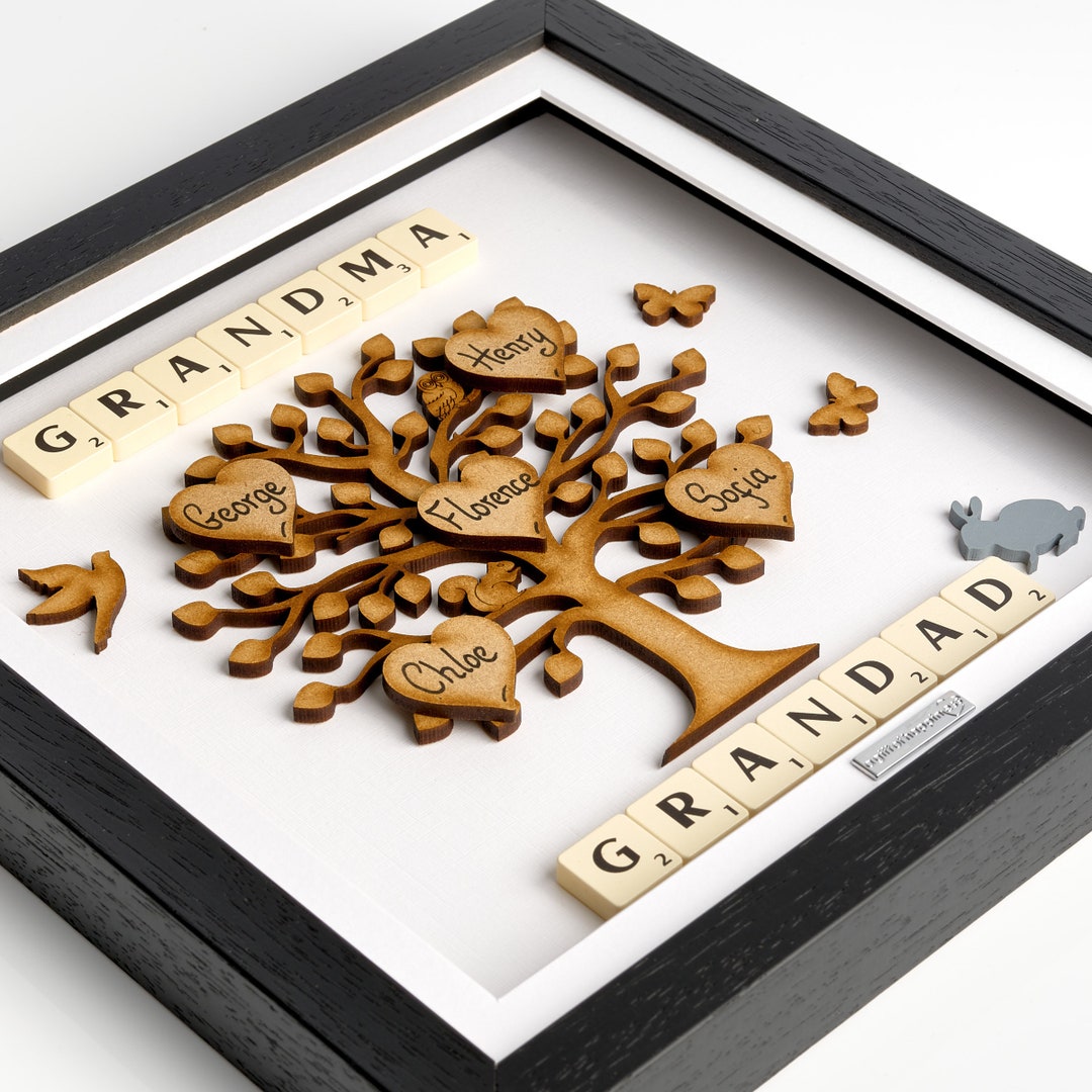 Scrabble Family Tree Gift, Scrabble Family Tree Present, Unique Gift ...