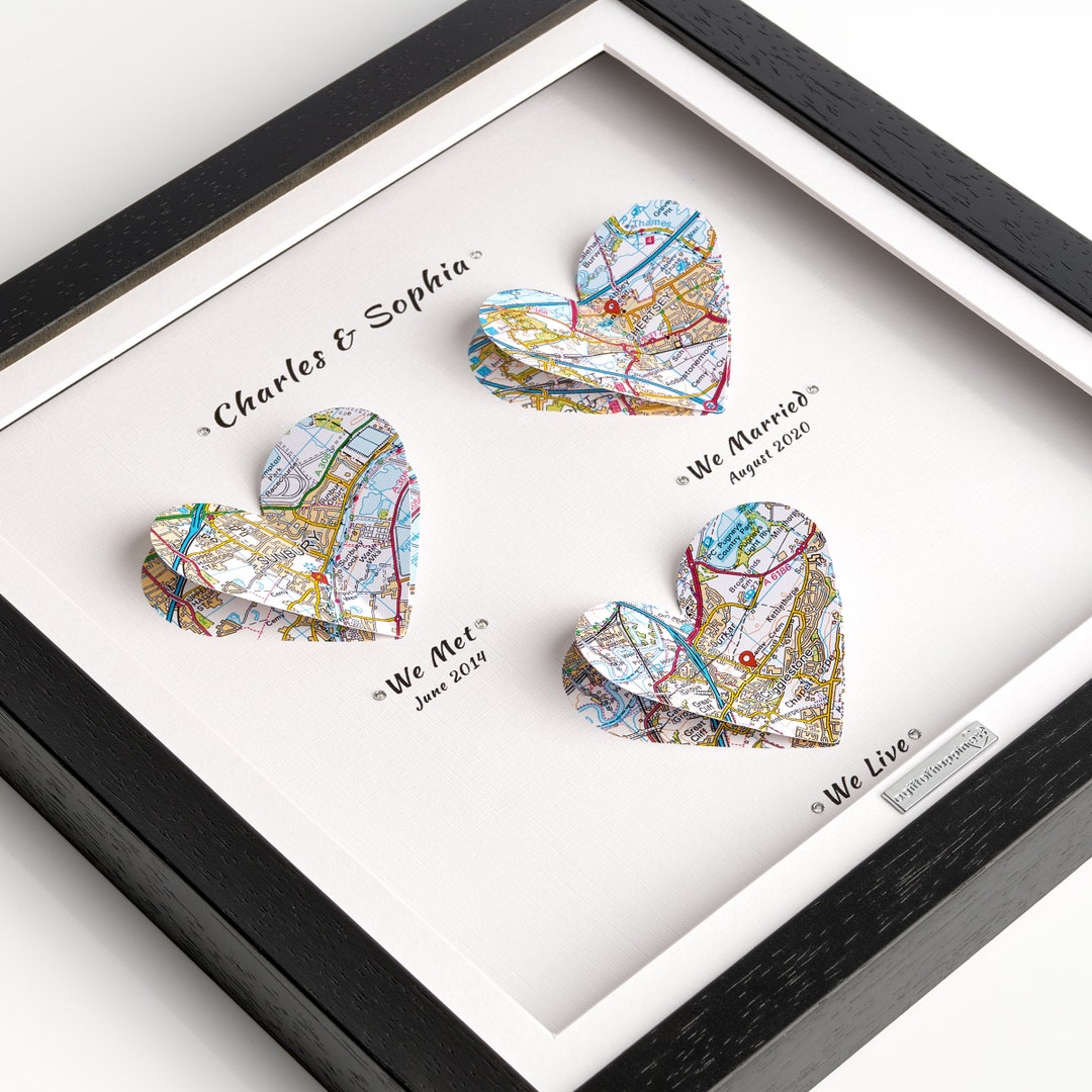 Personalisedcmap Gift Frame. by A GIFT OF HAPPINESS. Anniversary Gift ...