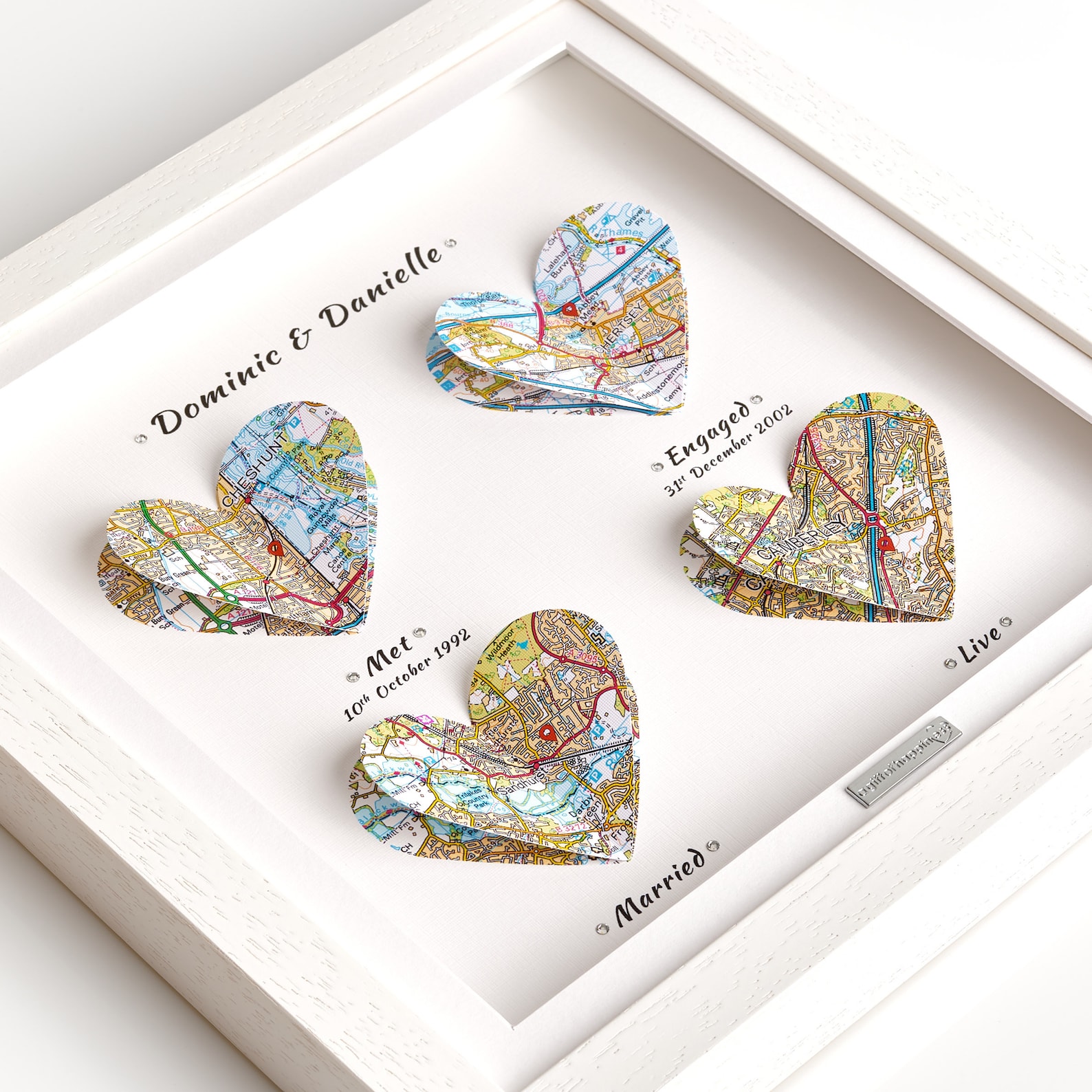 Our Love Story Maps Picture Frame. Personalised Heart Map Art Framed ...
