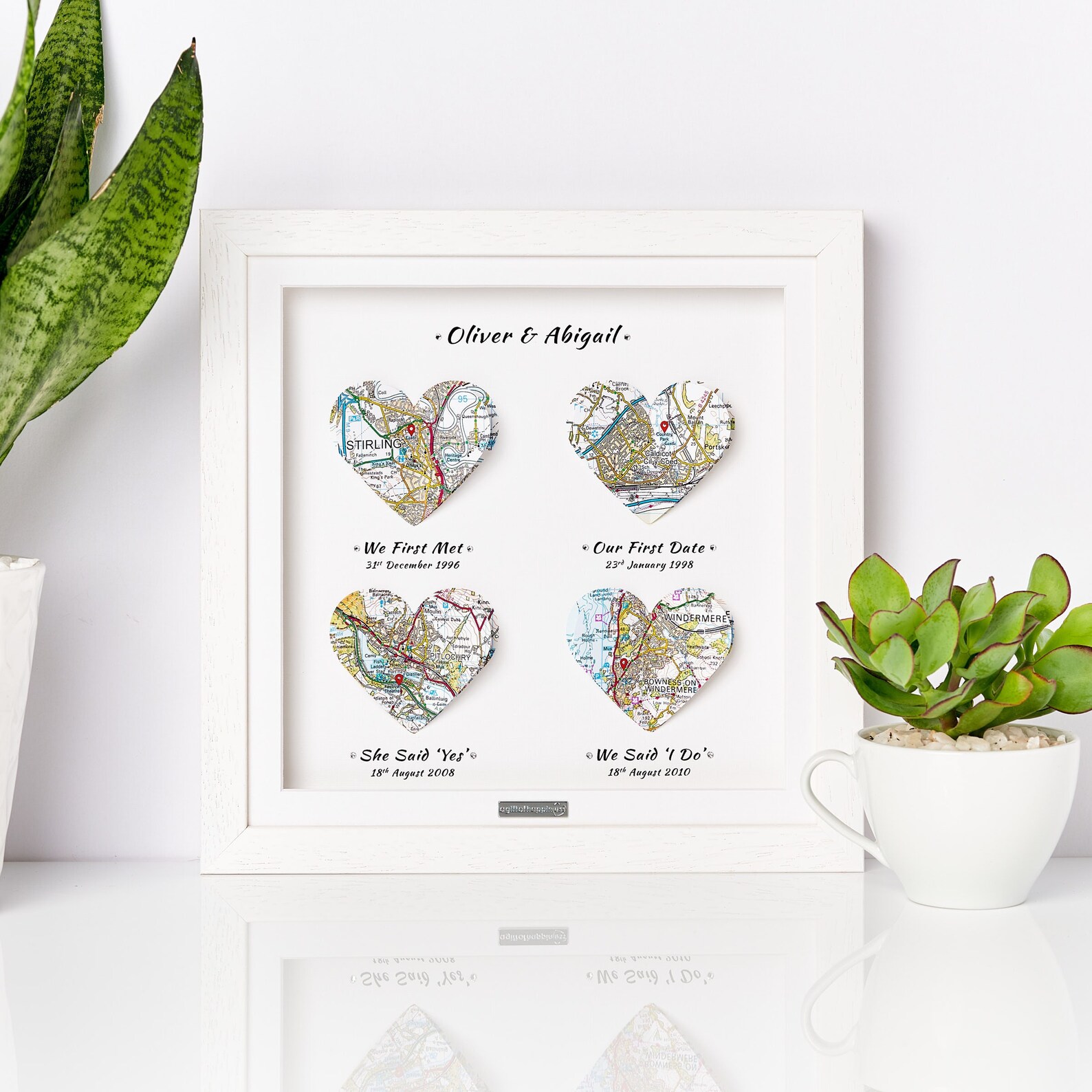 Our Love Story Maps Picture Frame. Personalised Heart Map Art - Etsy