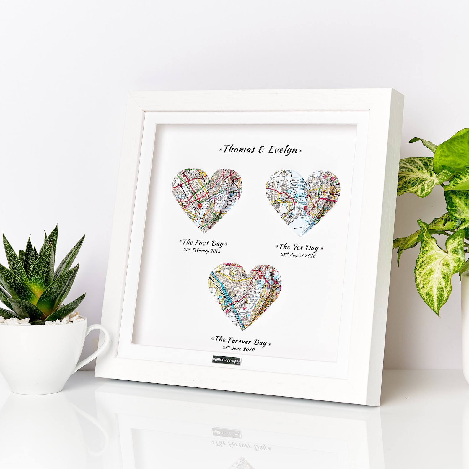 Our Love Story Maps Picture Frame. Personalised Heart Map Art - Etsy