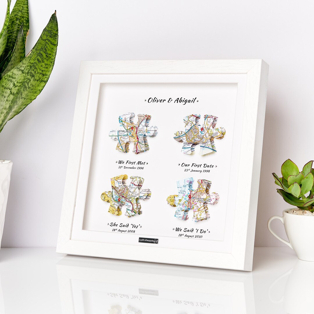 Personalised Map Picture Frame: First Met, First Date, She Said Yes, I ...