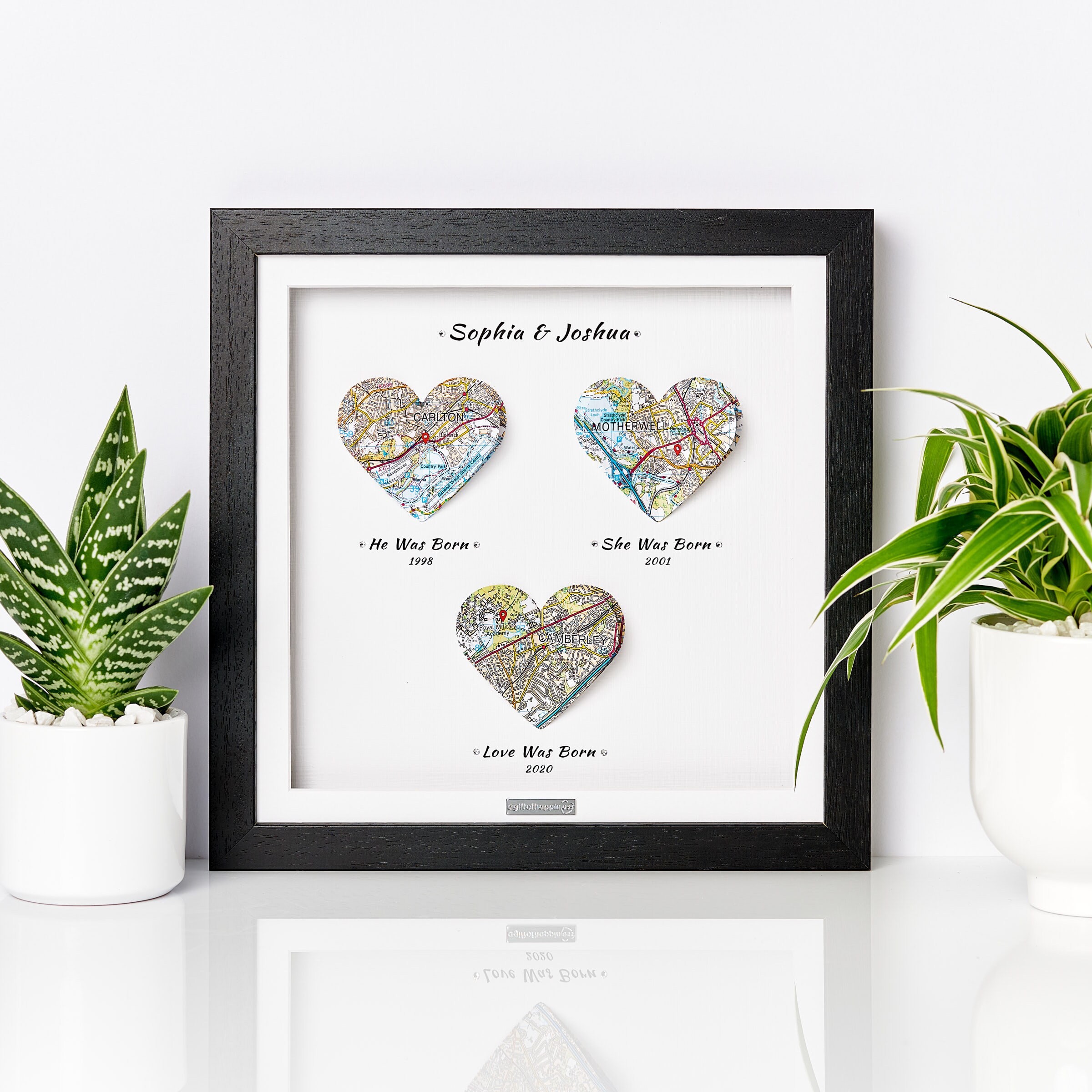 Our Love Story Maps Picture Frame. Personalised Heart Map Art | Etsy UK