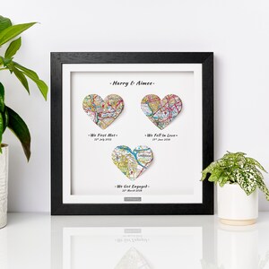 First Met First Dated First Kissed Personalised Valentines Map Gift for ...