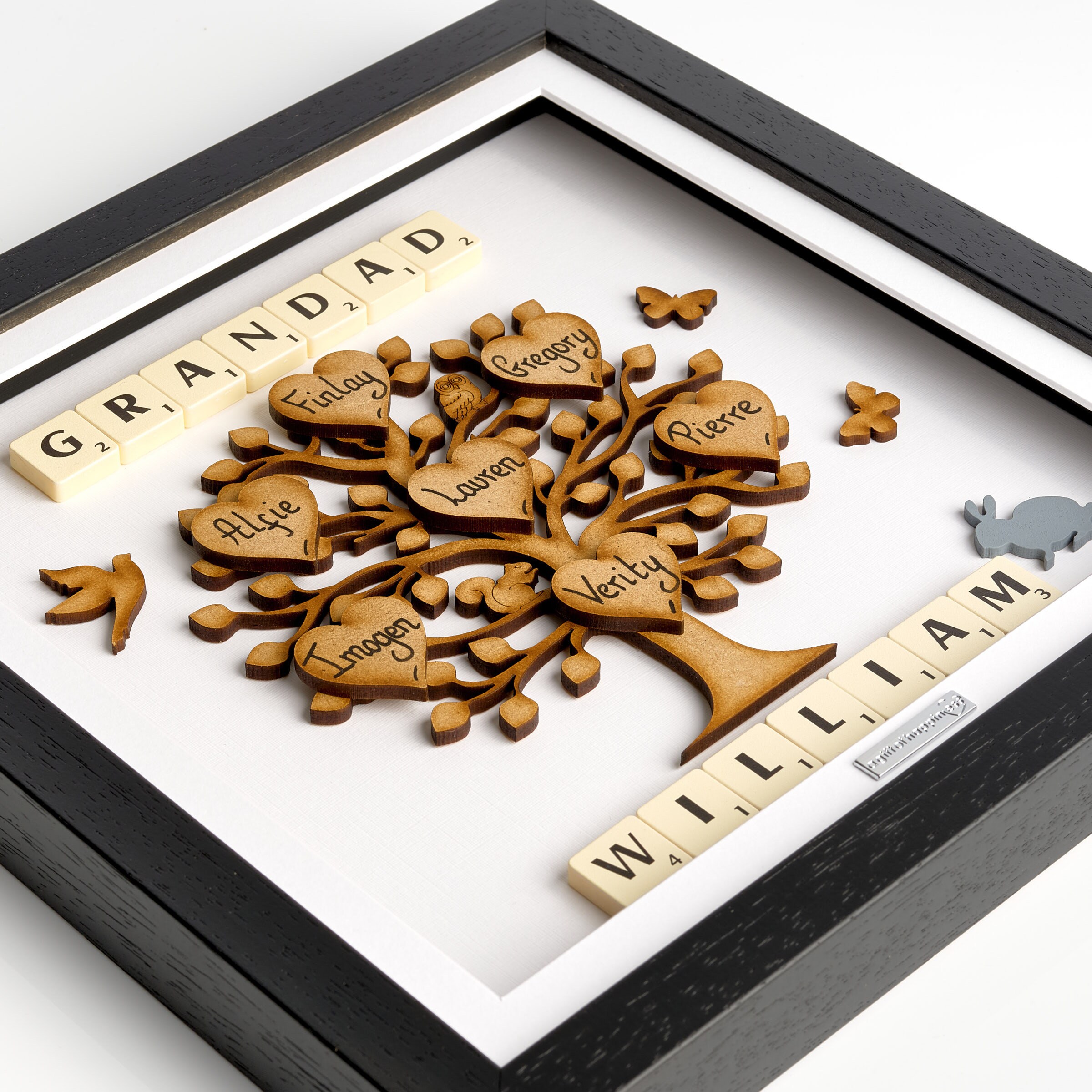 Grandma & Grandad Family Tree Grandchildren Names. Scrabble - Etsy UK