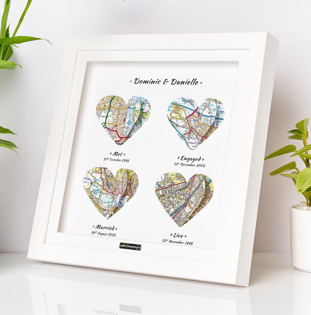 Personalized Heart Map Print: Anniversary, Wedding, Engagement Gift ...