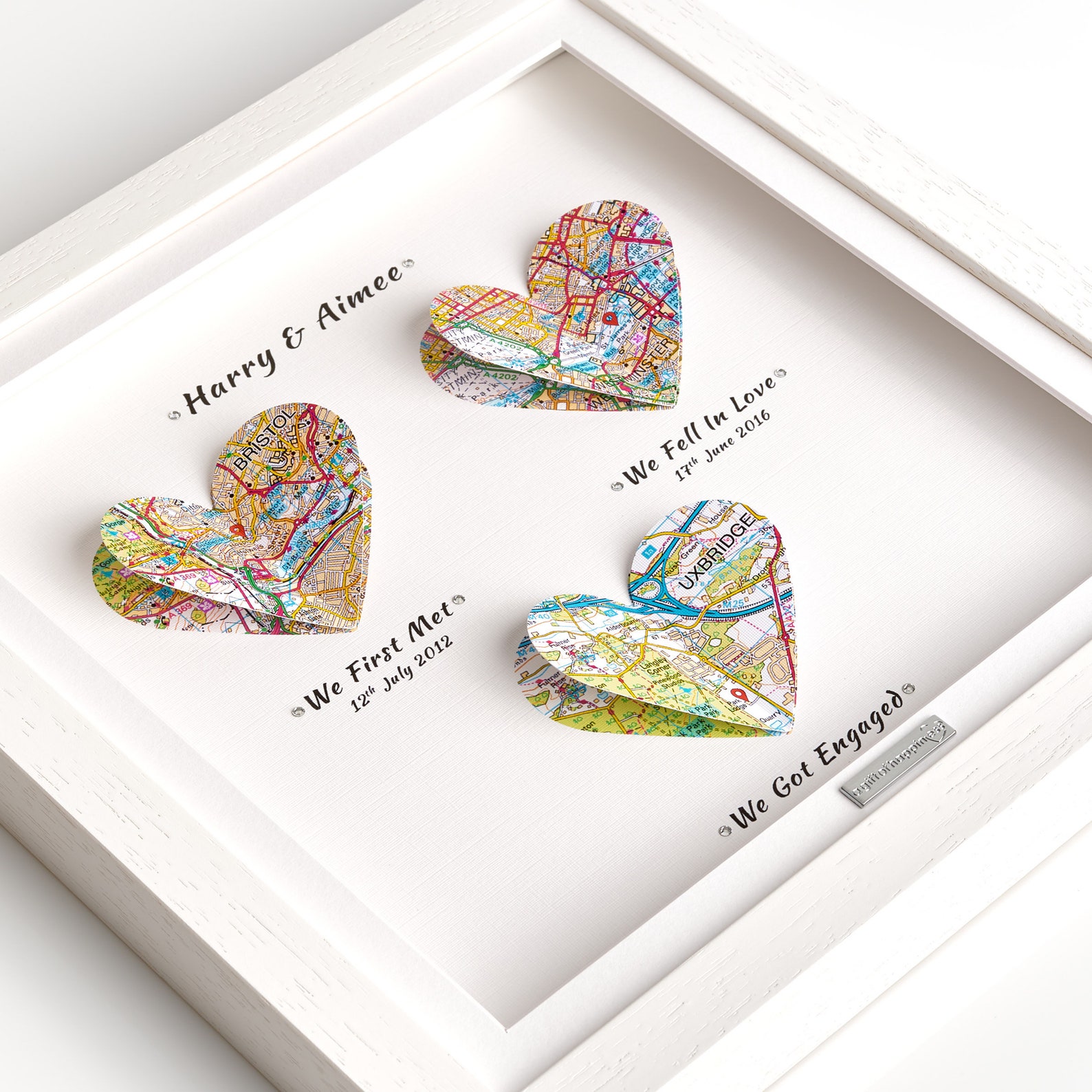 First Met First Dated First Kissed Personalised Valentines Map Gift for ...