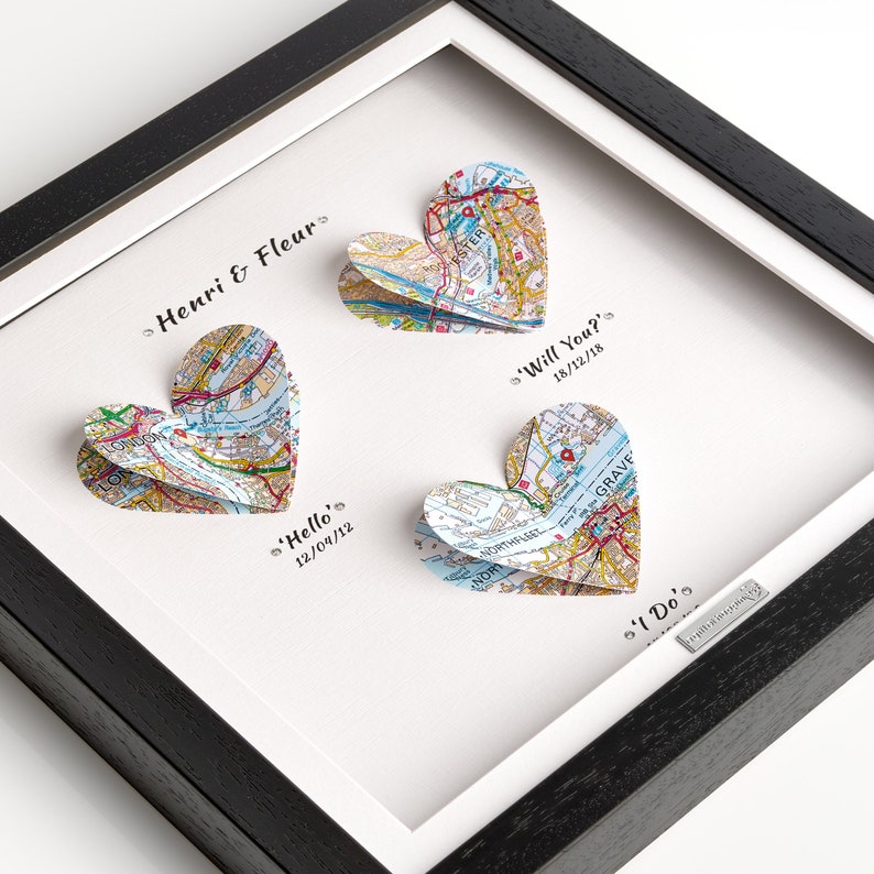 Our Love Story Maps Picture Frame. Personalised Heart Map Art Framed ...