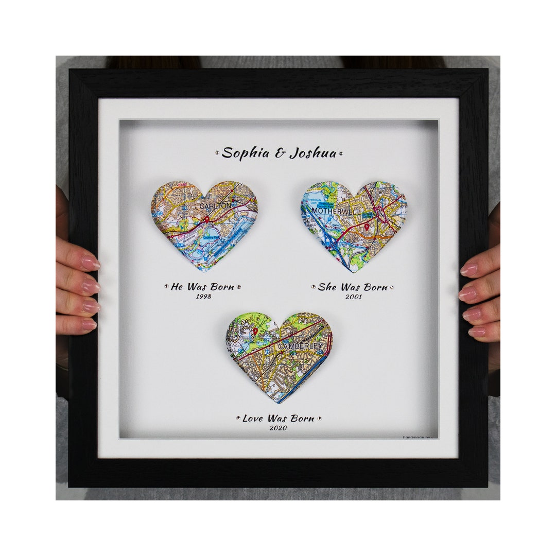 Personalized Map Art: Crystal Embellished Dating Gift - Etsy