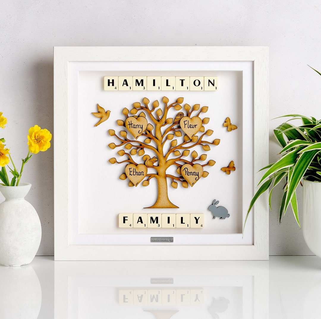 Personalized Scrabble Family Tree Frame: Handmade Wooden Gift - Etsy
