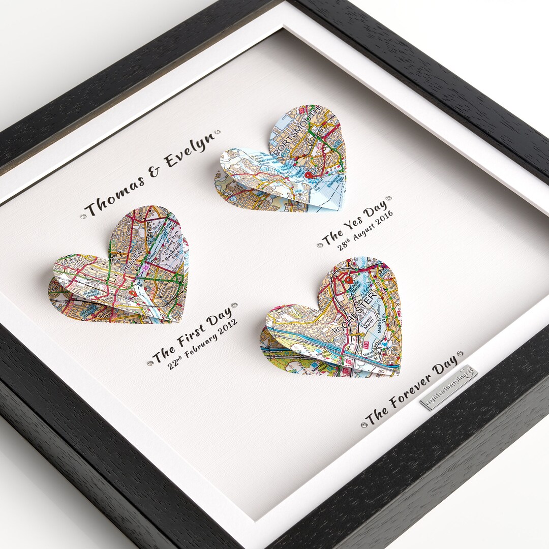 FIRST Day YES Day, FOREVER Day, Personalised Maps Husband Gift Present ...