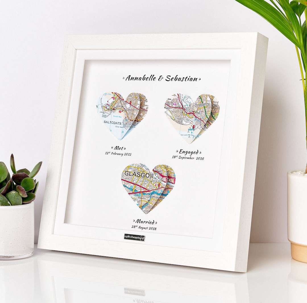 Map Wedding Gift, Maps Anniversary Present Personalised 3D Map Print ...