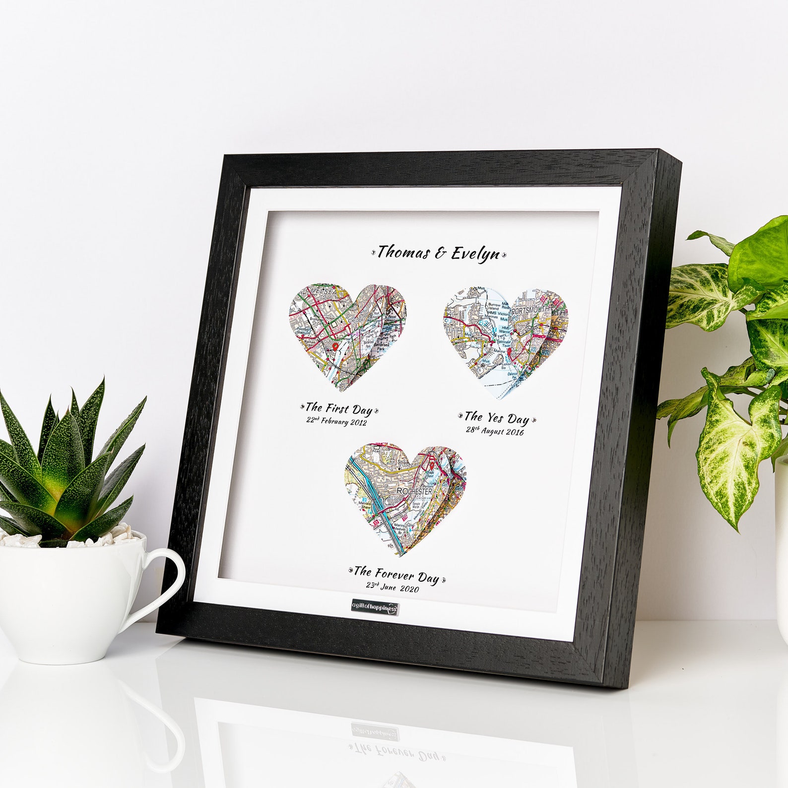 Personalised Map Gift Frame. by A GIFT OF HAPPINESS. - Etsy