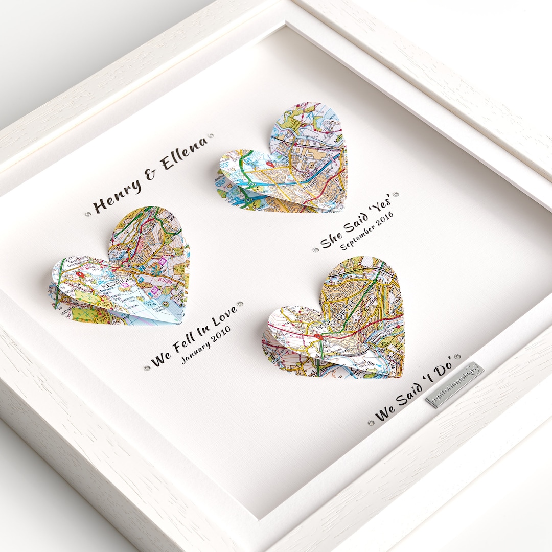 Special Location Map Frame, Heart Map Frame, Map Gift, Anniversary Gift ...