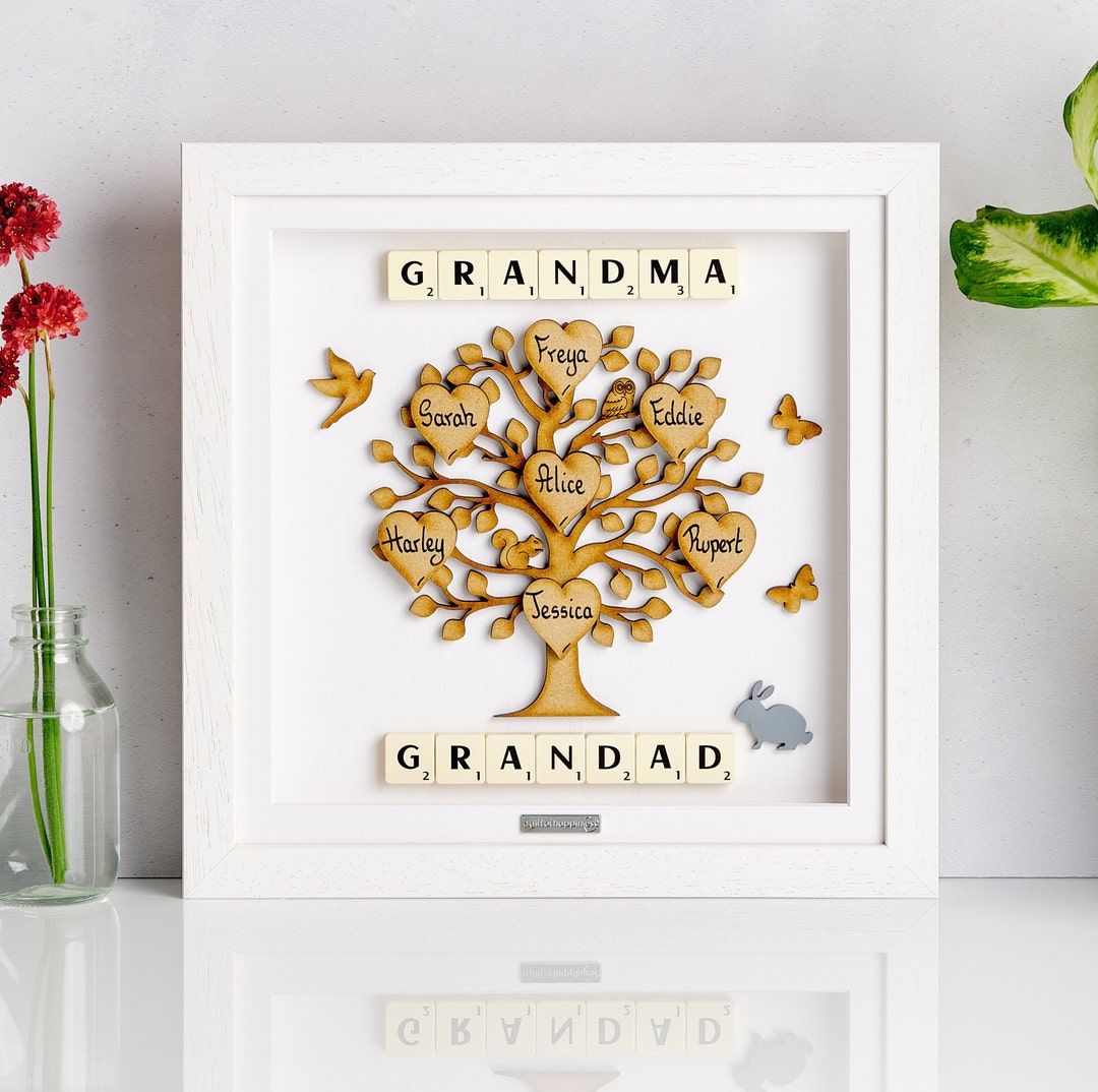 Grandma & Grandad FAMILY TREE GRANDCHILDREN Names Scrabble - Etsy