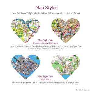 Our Love Story Maps Picture Frame. Personalised Heart Map Art Framed ...