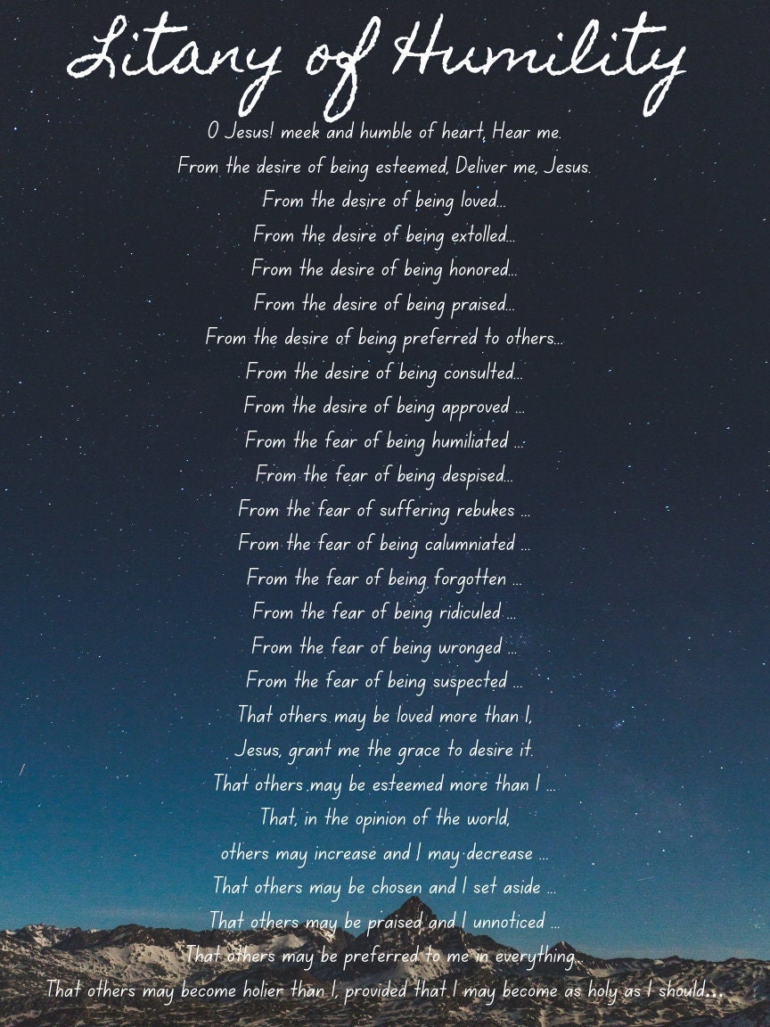 Litany of Humility // Catholic Decor // Catholic Prayer // Prayer ...