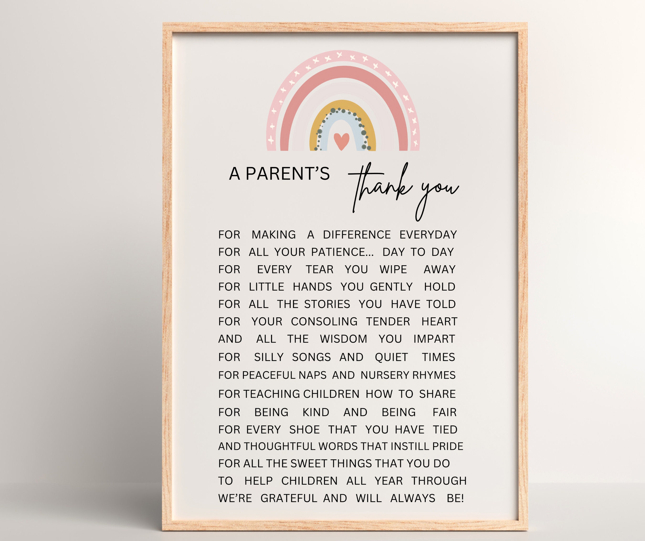 A Parents Thank You Card, Teacher Printable, Daycare, Kindy ...