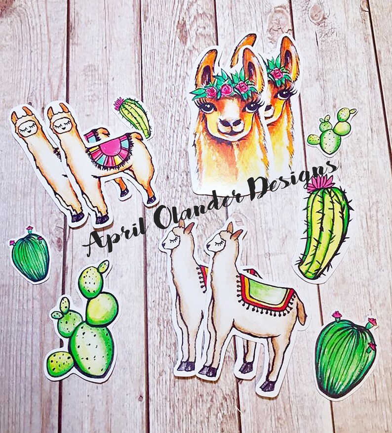 Llama and Cactus Downloadable Clip Art and Paper - Etsy