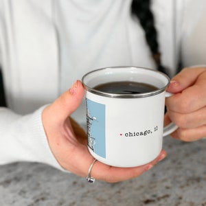Chicago, Illinois Enamel Mug and Chicago Map Campfire Mug - Etsy