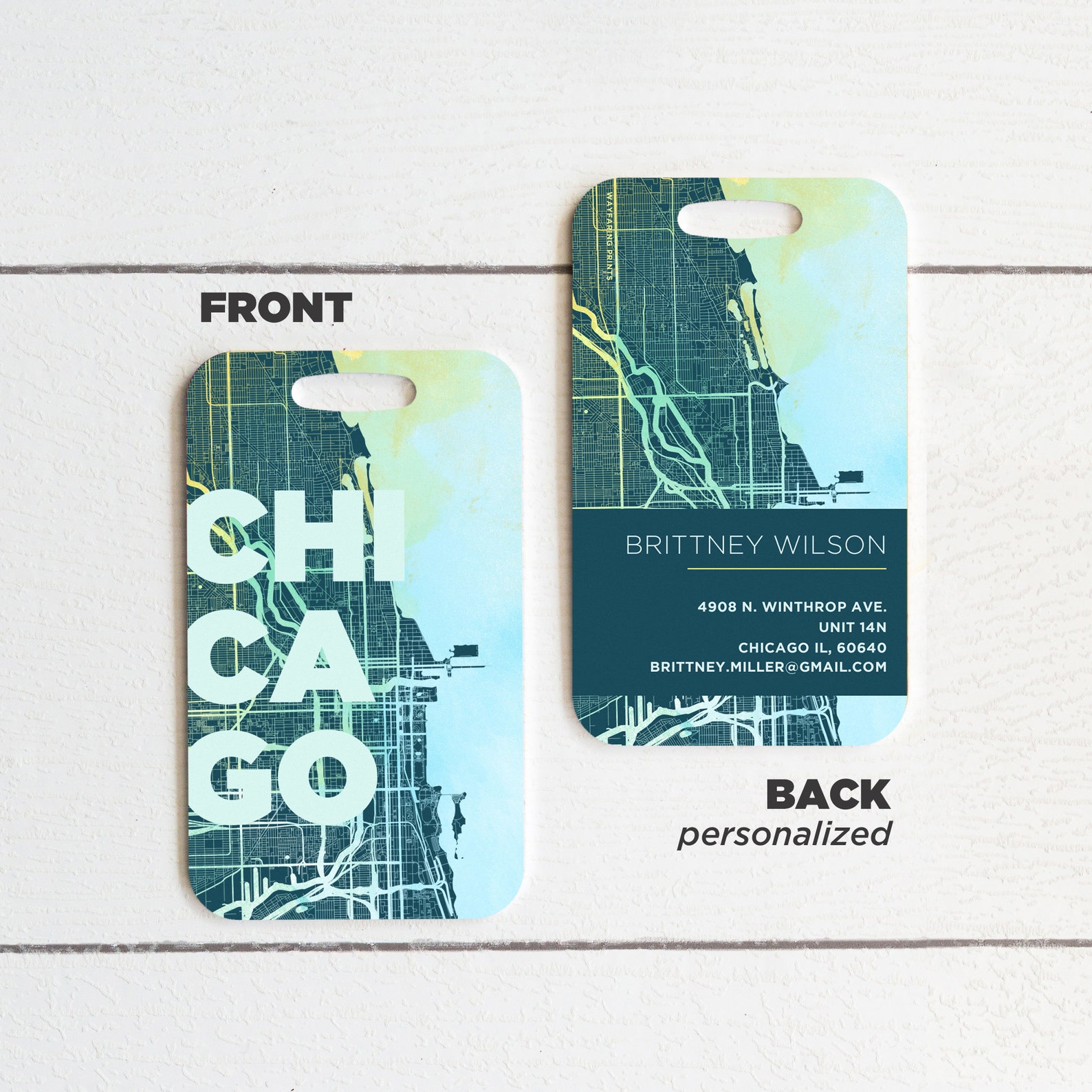 Chicago Personalized Metal Luggage Tag - Etsy