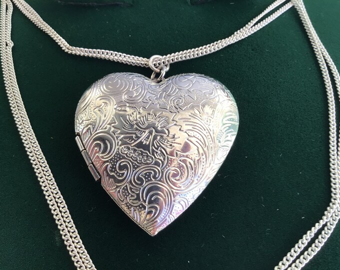 Lovely Large Heart Locket With Double Chain - Etsy
