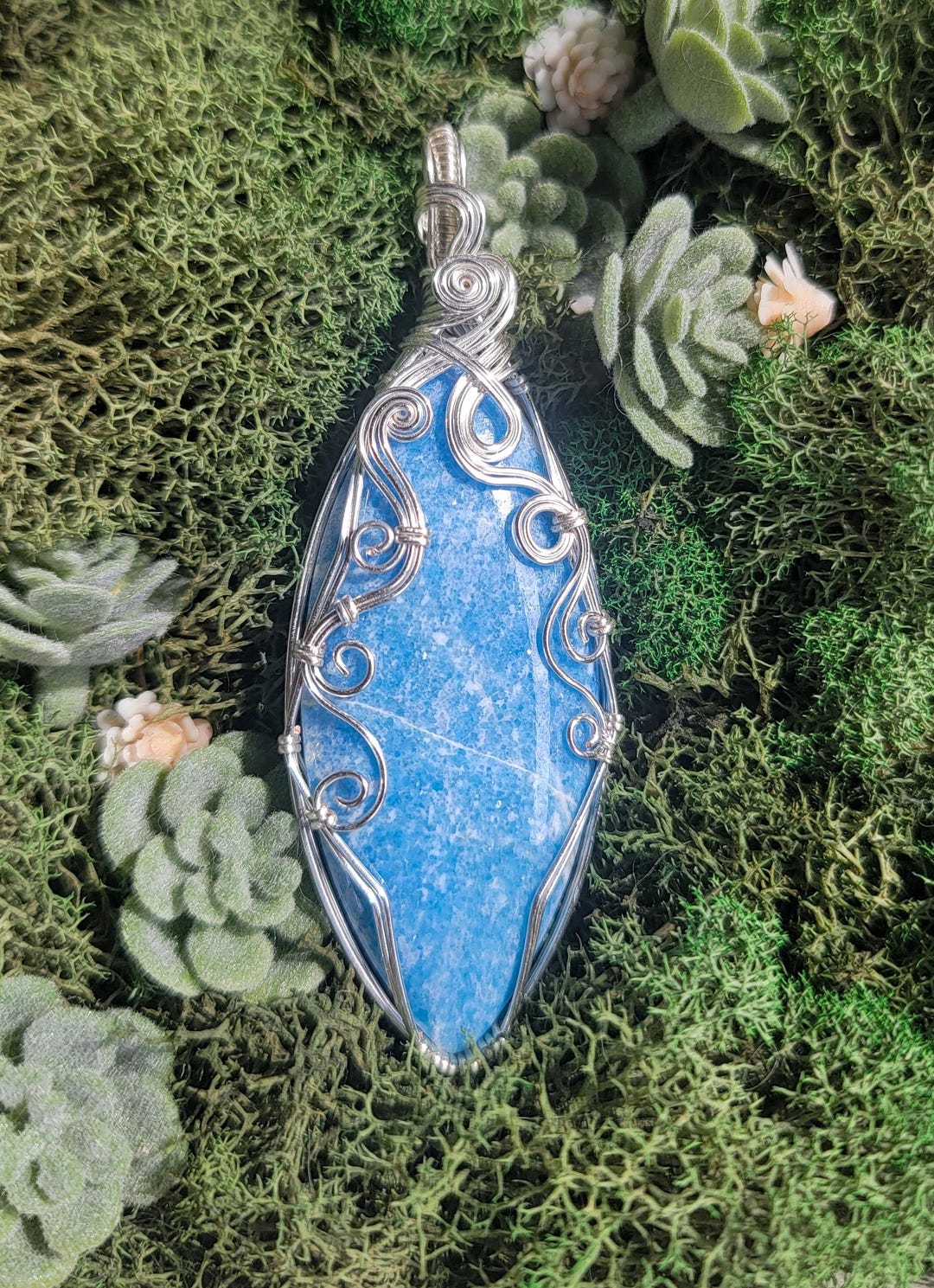 Violane Blue Diopside Wire Wrapped Pendant Necklace - Etsy