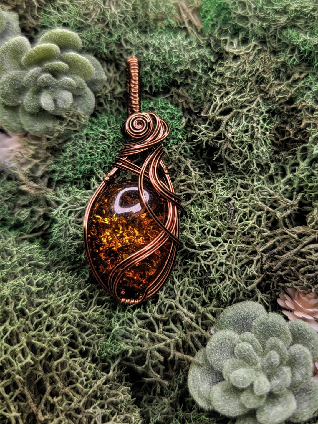 Baltic Amber Wire Wrapped Pendant Necklace - Etsy