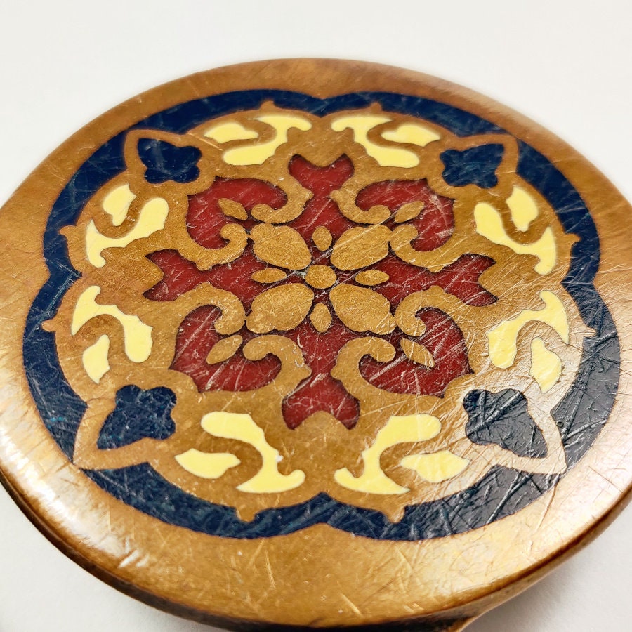 1978 Tech Ether Guild "arabesque" Inlay Abstract Art Brass Belt Buckle ...