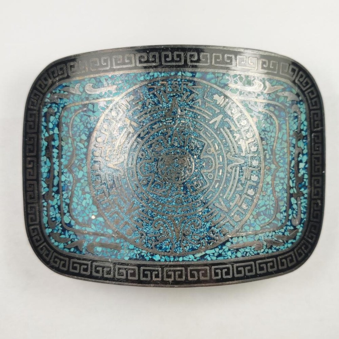 Vtg Western Mayan Calendar Turquoise Inlay Boho Cowboy Belt Buckle - Etsy