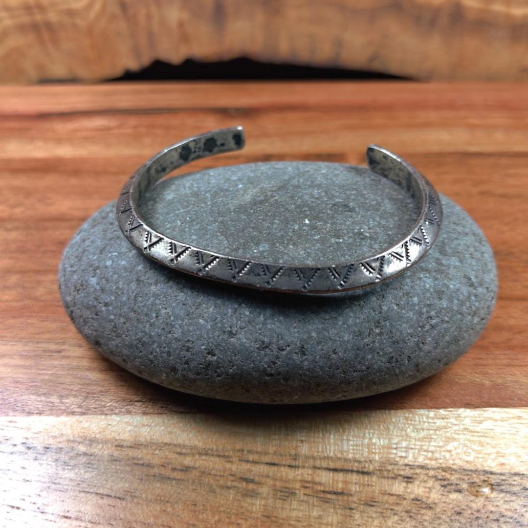 Sturdy JP Native Navajo Carinated Stamped Sterling Silver Bracelet Cuff ...