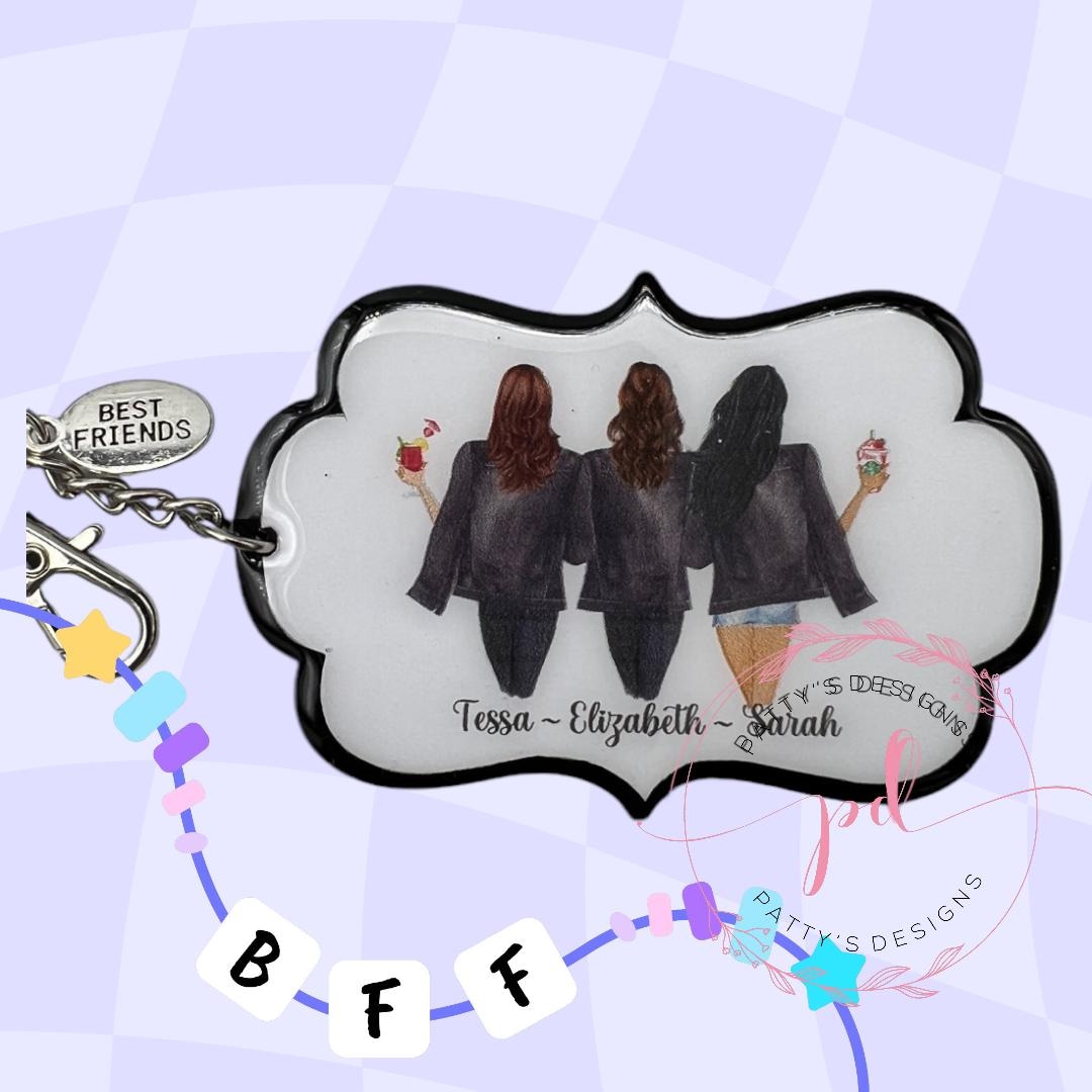 Best Friend Trio Keychain, BFF Trio Keychain, 3 Friends Keychain, 3 ...