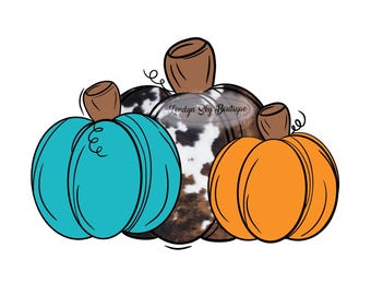 Cow Print and Pumpkins Hand-drawn PNG for Transfers Digital Download ...