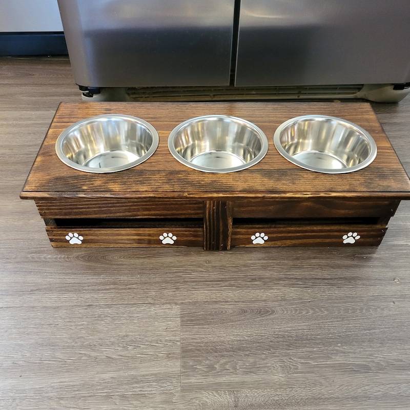 Dog Bowl Stand With Storage - Etsy