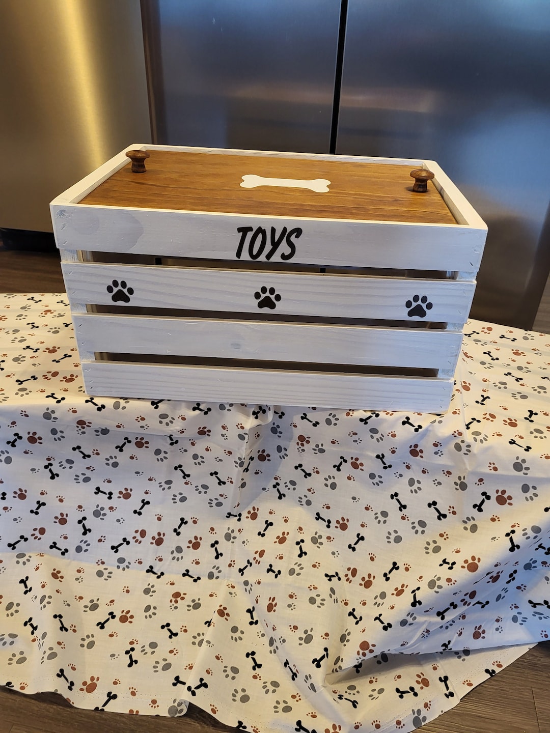 Wooden Dog Toy Box, Dog Toy Storage Organizer, Personalized Pet Toy Box ...