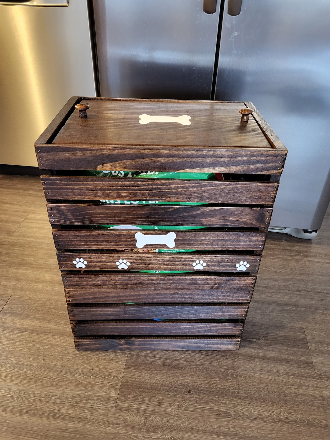 Dog Food Storage Bin Wooden Dog Food Container -large Dog Food Bin With ...
