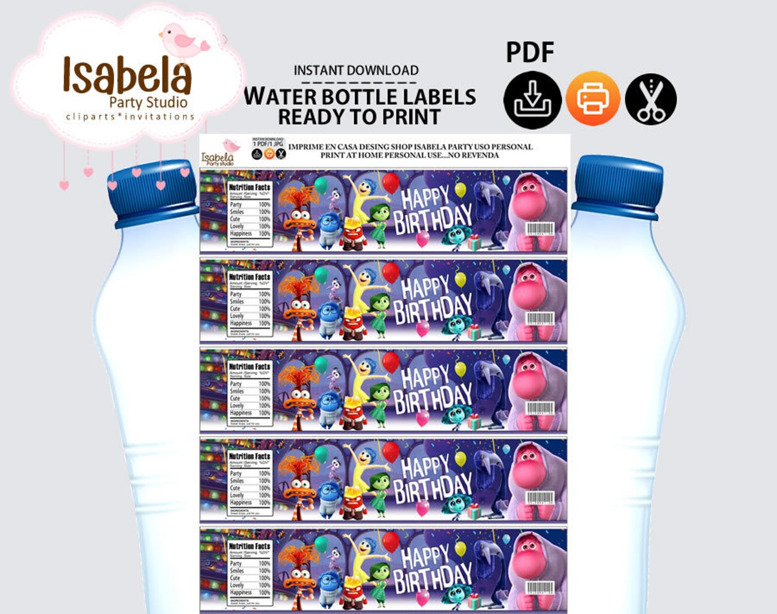 Inside Out Water Bottle, Inside Out Topper, Upside Down Labels ...