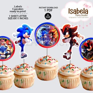 Sonic the Hedgehog Cup Cake Toppers - Etsy