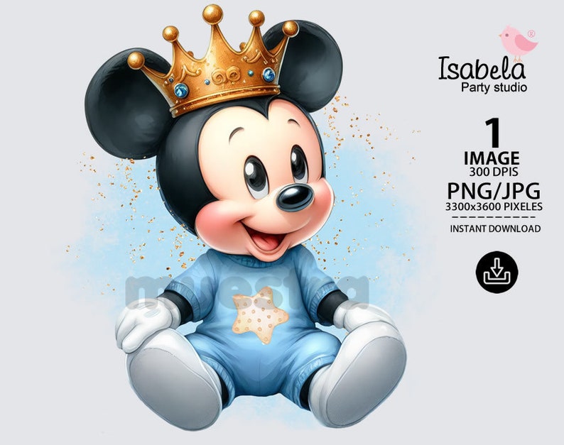 Principe mickey Mouse Baby Clipart, mickey png, mickey baby shower ...