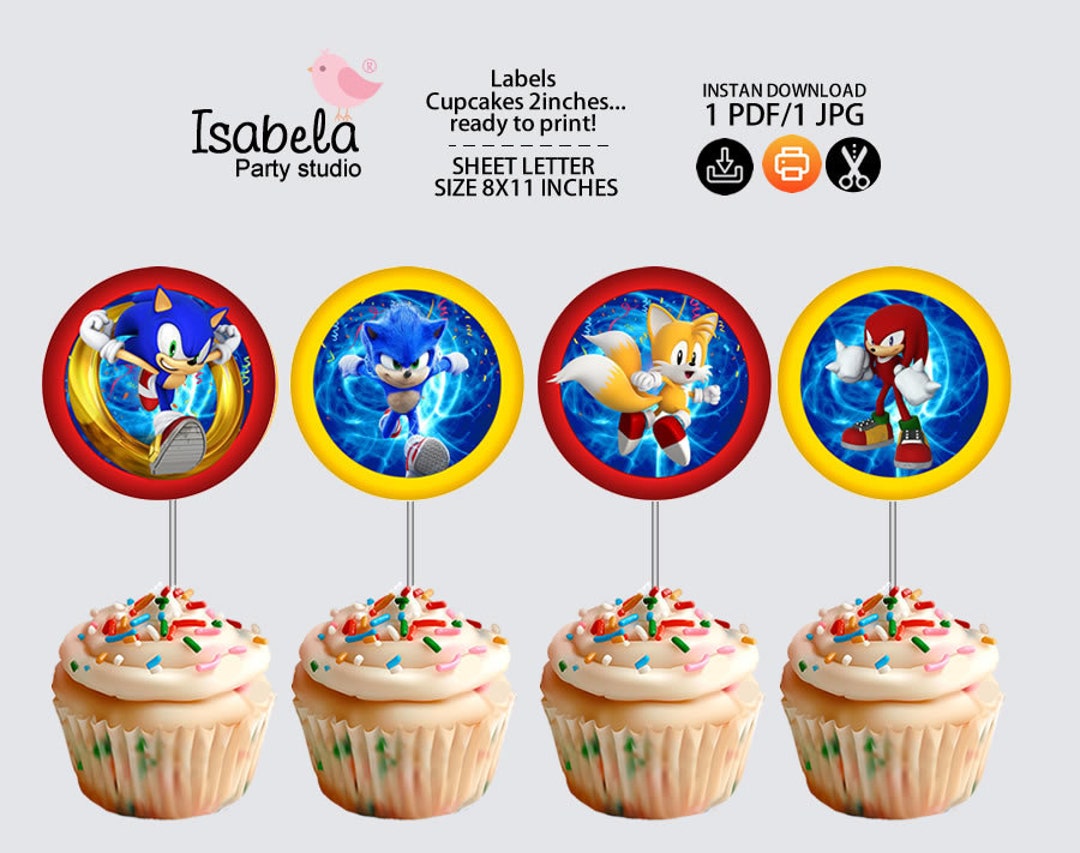 Sonic Cupcake, Sonic Topper, Sonic Labels, Sonic Party - Etsy