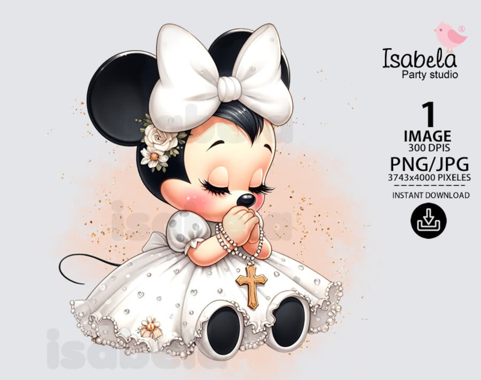 Minnie Mouse Baby Clipart, Minnie png, Minnie Mouse vintage png, Minnie ...