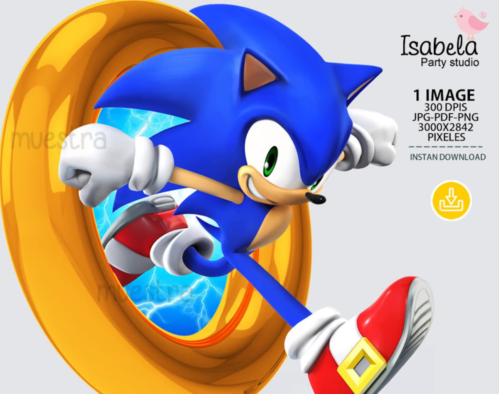 Sonic png, sonic aro clipart, sonic sin fondo, sonic image PNG, DIGITAL ...