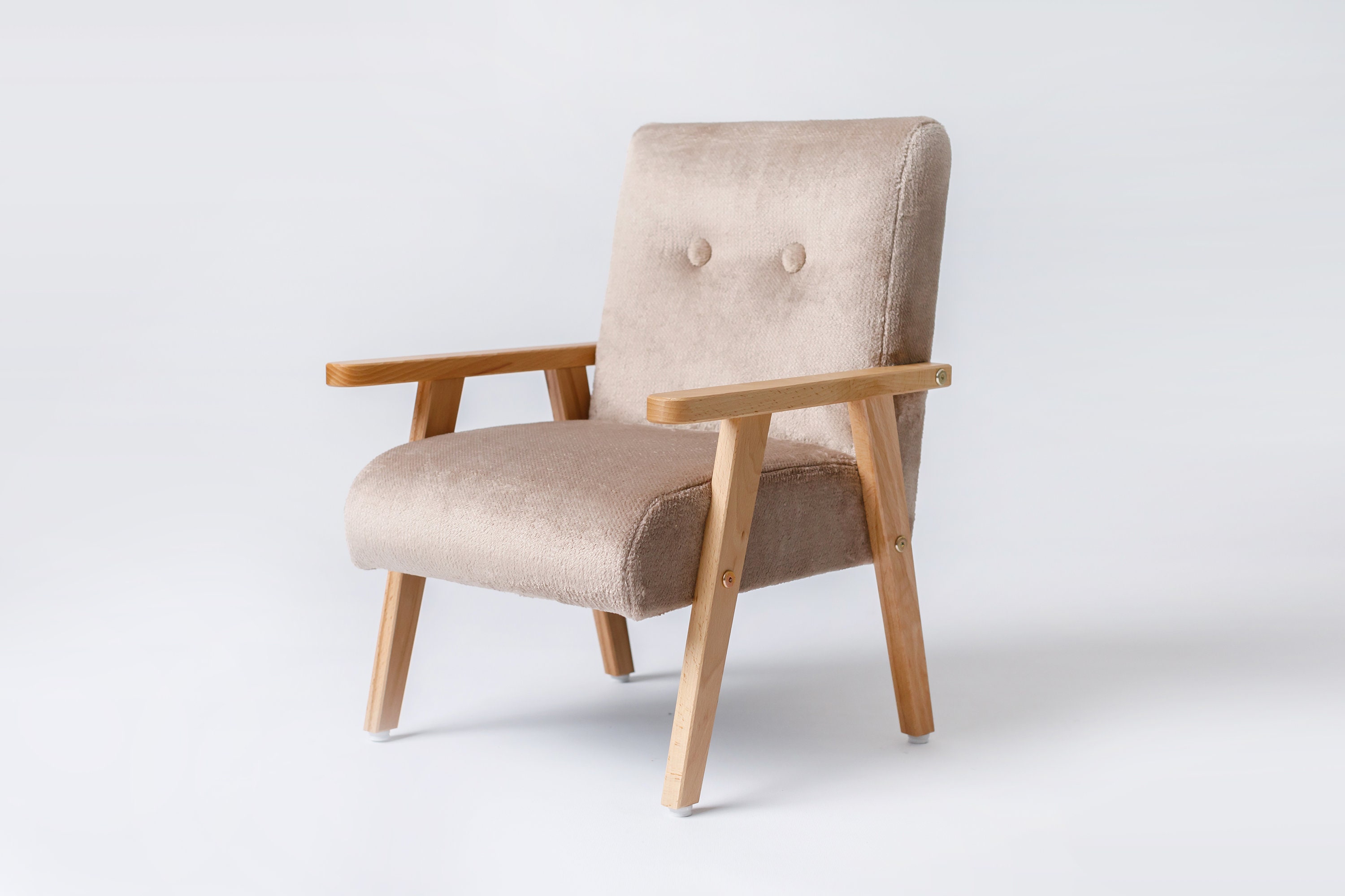 Simple Wooden Armchair for Childrens Room Fur Fabric - Etsy