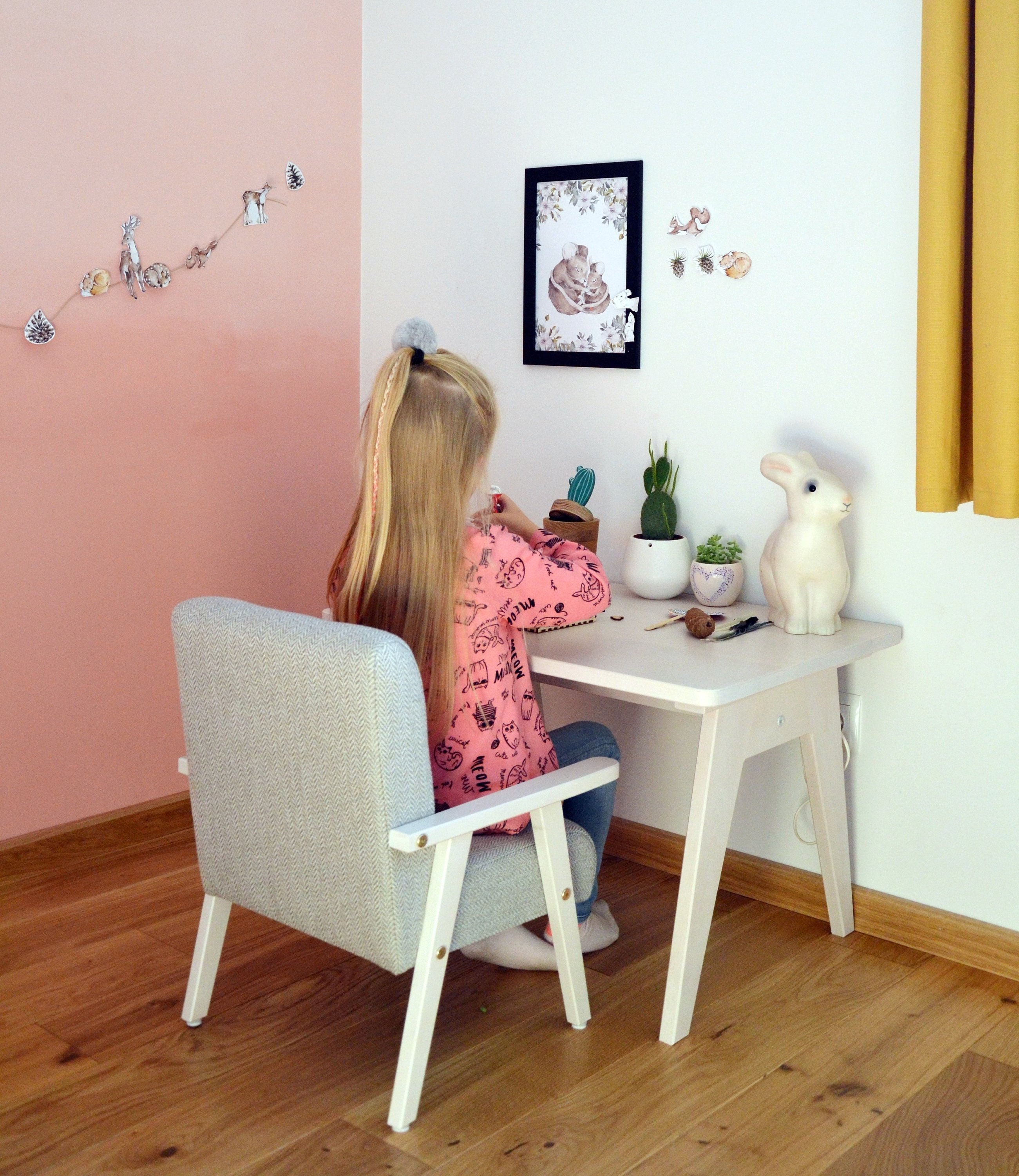 Small Kids Wooden Table White, Children's Activity Table, Kids ...